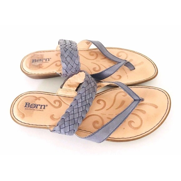 Born | Shoes | Born B7894 Braided Slip On Sandals Womens Size 9 Blue ...